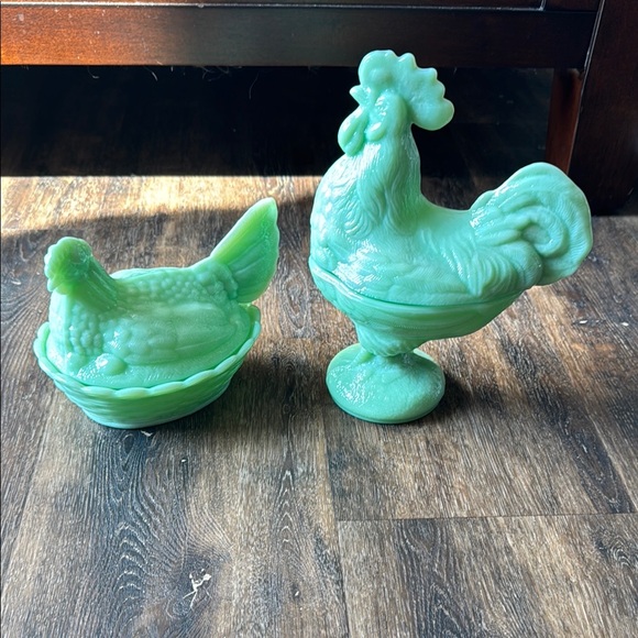 Accents | Jade Color Rooster And Hen Decorative Set | Poshmark
